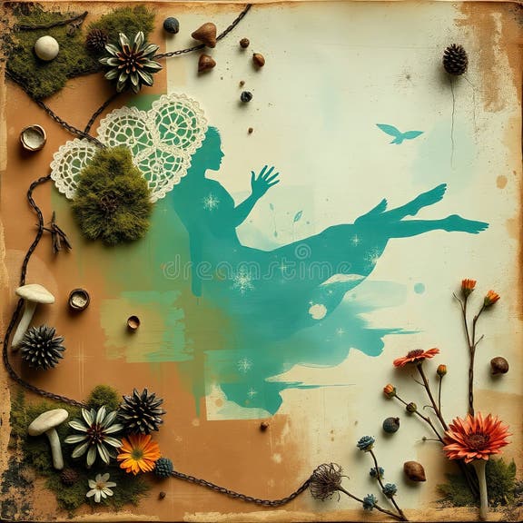 Nature-inspired Collage with Forest Elements in Layered Design Stock ...