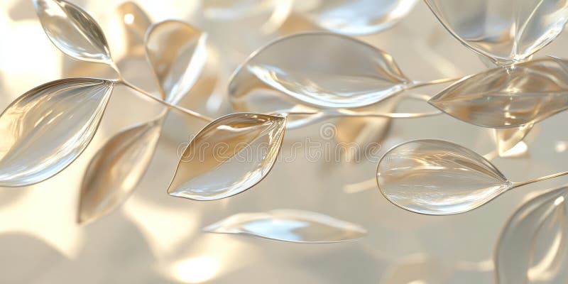 A Nature-inspired 3D Background Featuring Floating Glass-like Leaves ...