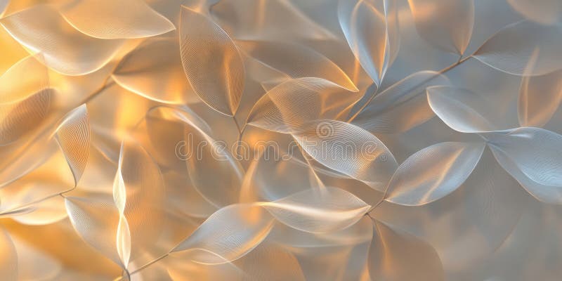 A Nature-inspired 3D Background Featuring Translucent, Glowing Leaves ...