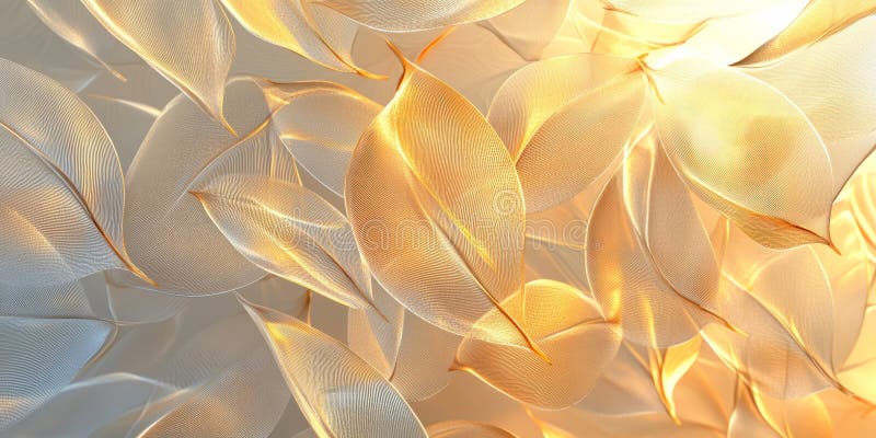 A Nature-inspired 3D Background Featuring Translucent, Glowing Leaves ...