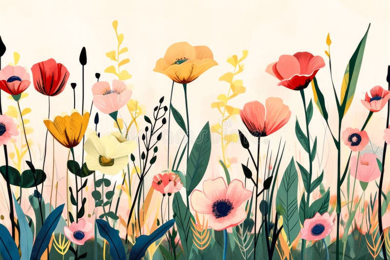 A Nature-inspired Design with Botanical Illustrations. Stock ...