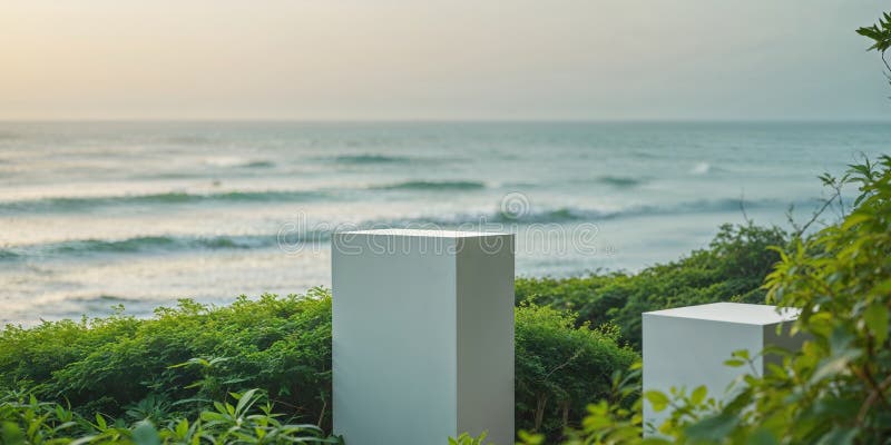 Nature Inspired Display Podiums Amidst Lush Greenery by the Ocean ...