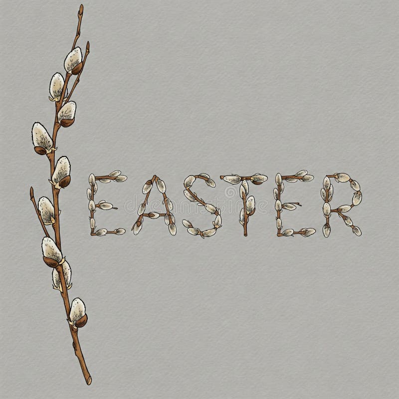 Nature-Inspired Easter Lettering Stock Illustration - Illustration of ...