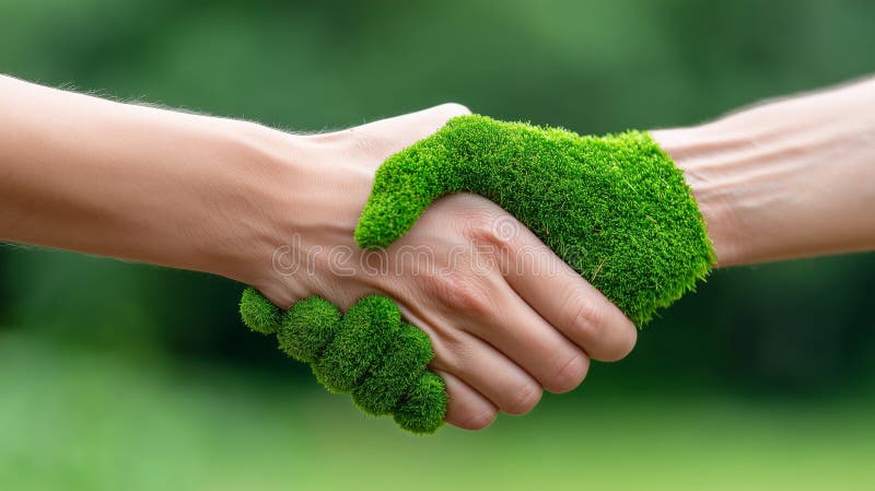 Nature Inspired Handshake Symbolizing Partnership Stock Illustration ...