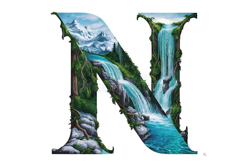 Nature-Inspired Letter N on a White Background Stock Illustration ...