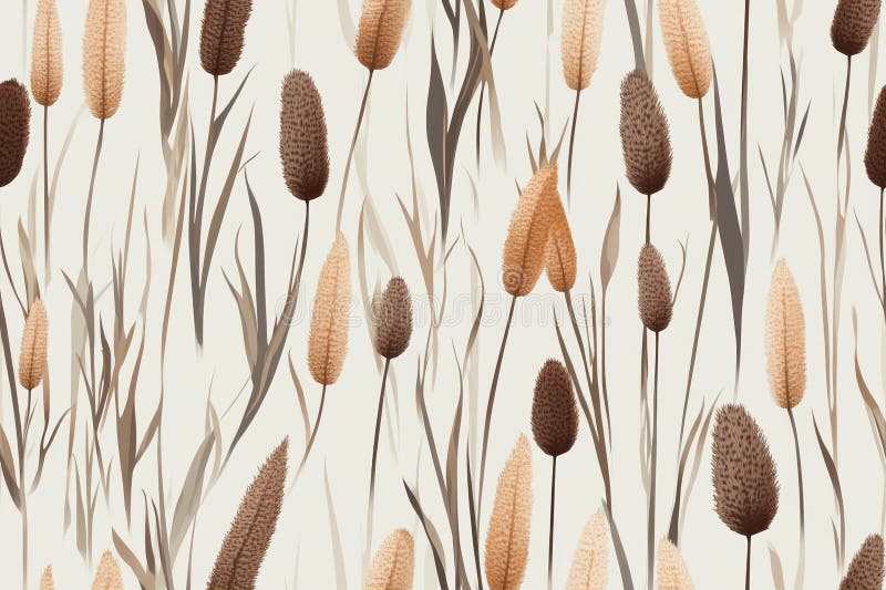 Nature Inspired Marsh Grass and Cattail Pattern Stock Photo - Image of ...