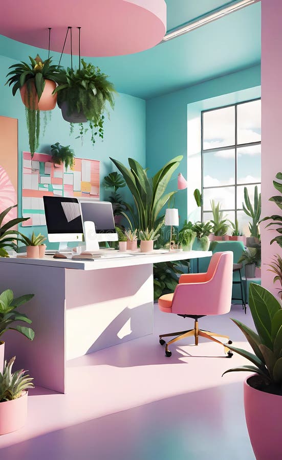 Nature-Inspired Office: Eco-Friendly Workspace Concept Stock ...