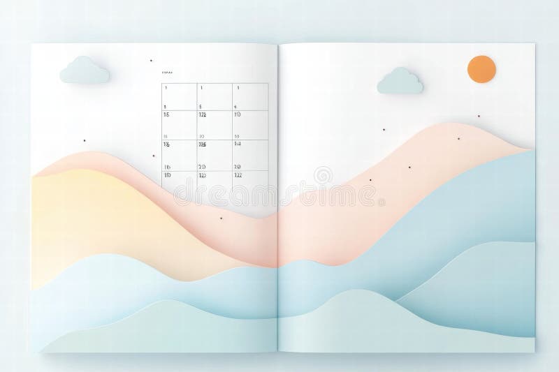 Nature Inspired Planner Layout Features Abstract Design with Sun ...