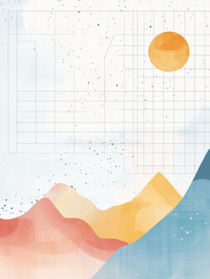 Nature Inspired Planner Layout Featuring Sun, Clouds, Mountains, and ...