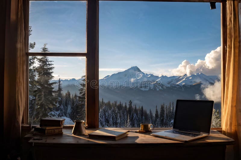 Nature-Inspired Remote Workstation with Stunning Views Stock ...