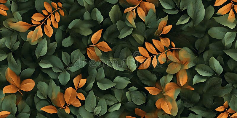 Nature-inspired Seamless Repeat Pattern Featuring Green and Orange ...