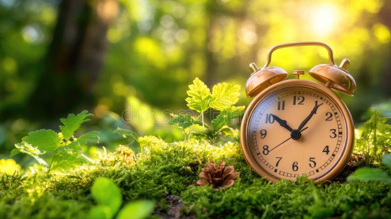 Nature-inspired Time Concept with Vintage Clock in Forest Setting Stock ...