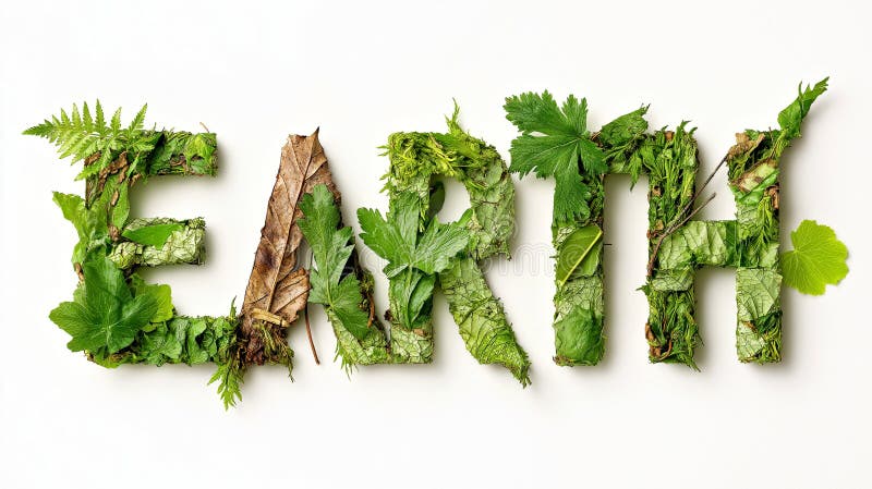 Nature-Inspired Typography: Earth Made from Leaves and Natural Elements ...