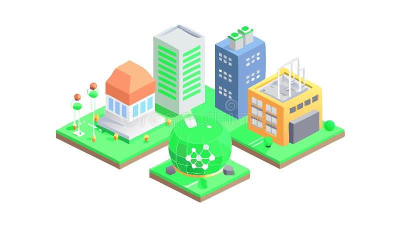 Nature-Integrated Architecture: Green Buildings Parks, Vector Design ...