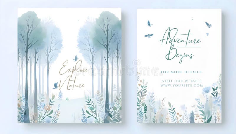 Back To Nature. Trekking Invitation Card Design. Travel Concept of ...