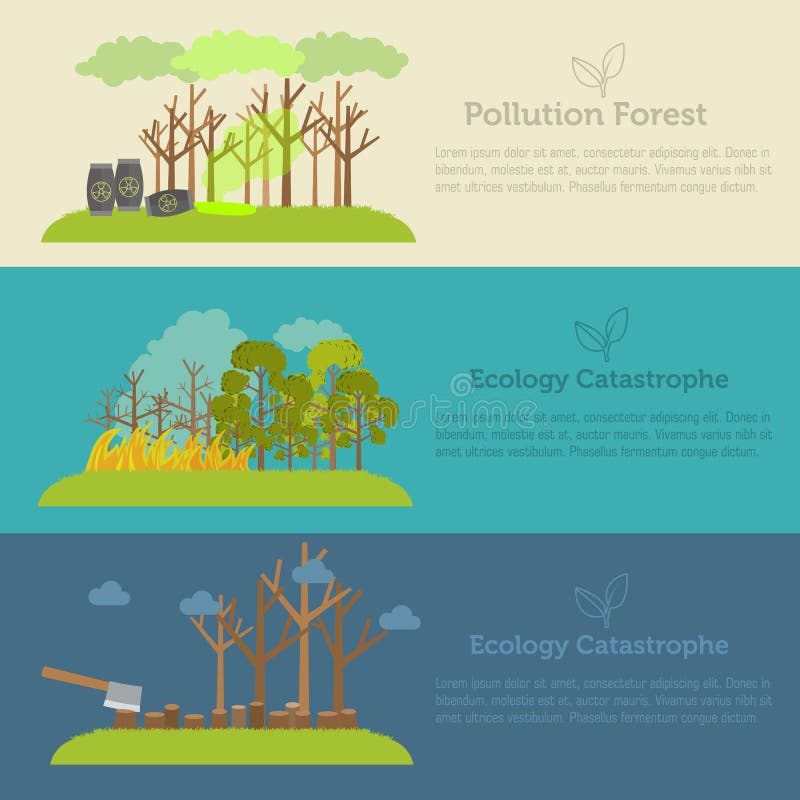 Nature Issue Deforestation, Fire Tree and Stock Vector - Illustration ...