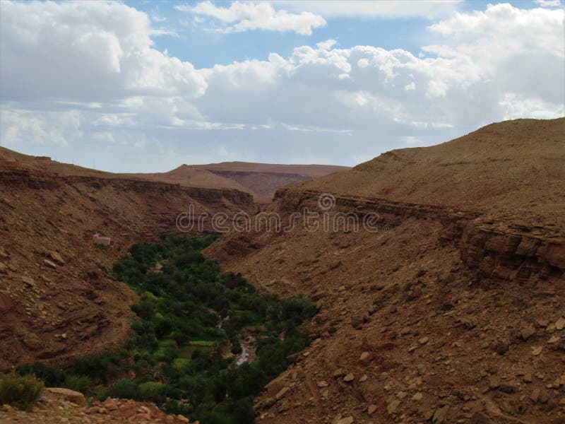 Morocco Oasis in a Desert and Mountain Landscape Stock Image - Image of ...