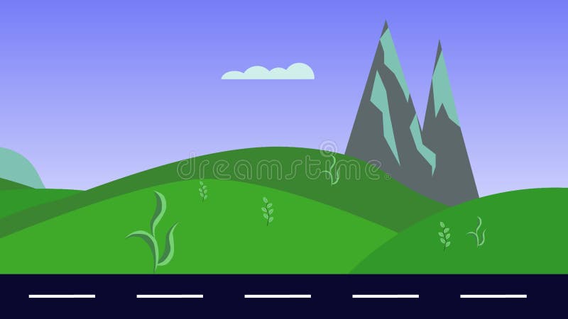 Nature Landscape Animation of Hills ,running Car on the Road, Flat ...