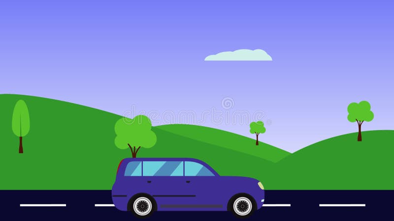 Nature Landscape Animation of Hills ,running Car on the Road, Flat ...