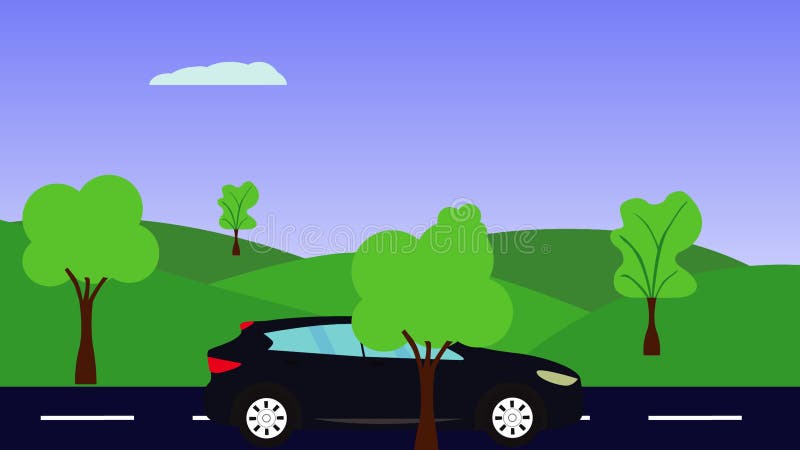 Nature Landscape Animation of Hills ,running Car on the Road, Flat ...