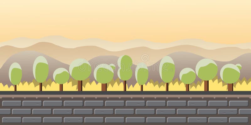 Nature Landscape, Background for Games, Trees, Mountains. Stock Vector ...