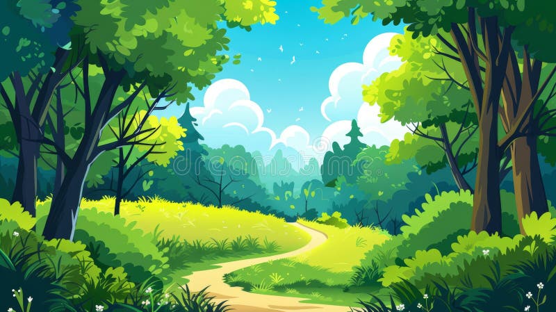 A Nature Landscape with a Footpath, Trail among Trees. Pathway in a ...