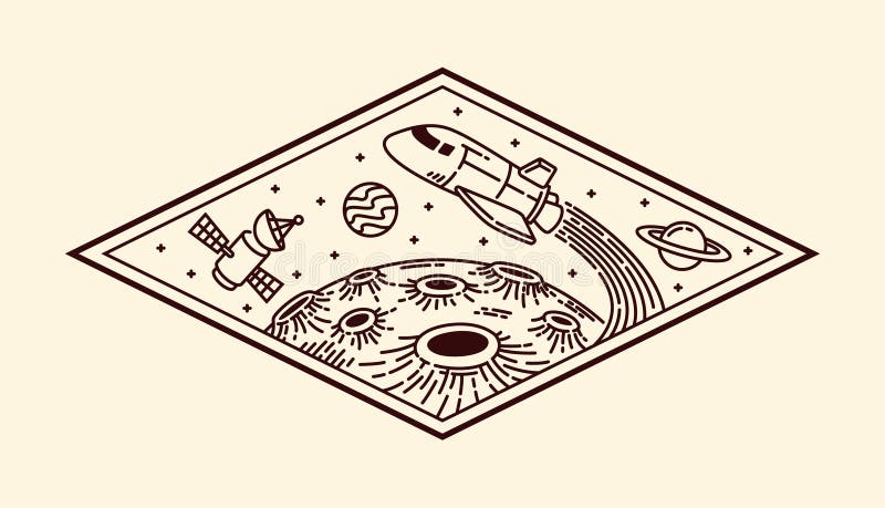 Nature Landscape Line Art Vector Template Stock Vector - Illustration ...