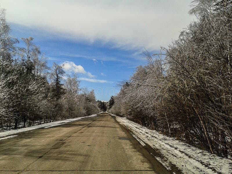 Nature... Landscape... Spring Road... Spring... Snow. Stock Photo ...