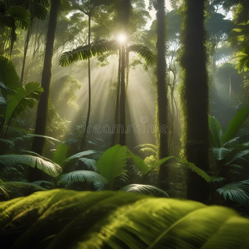 Nature Landscape with Sunlight between the Trees Stock Photo - Image of ...
