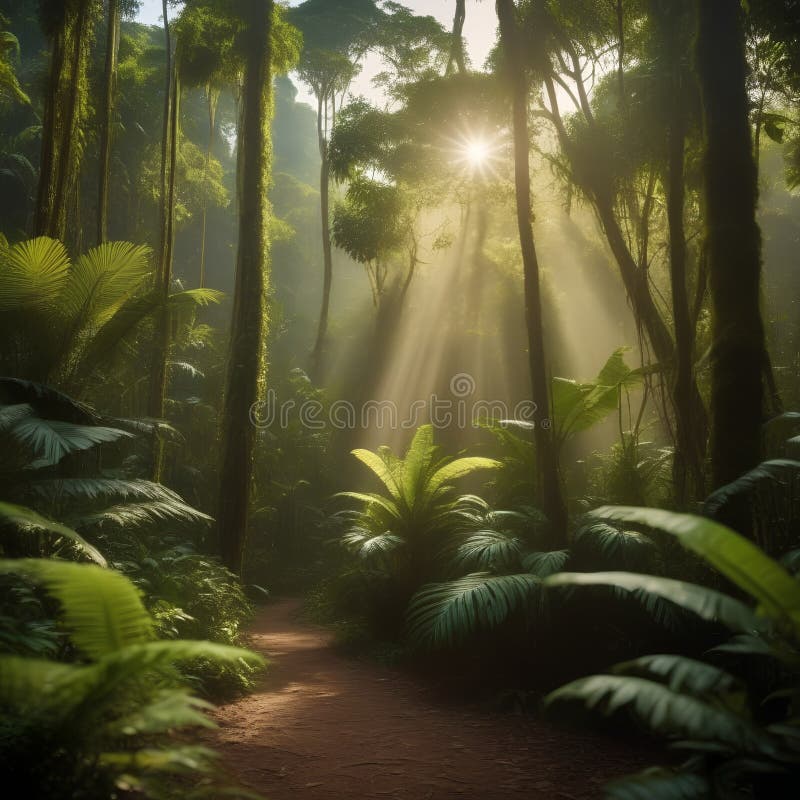 Nature Landscape with Sunlight between the Trees Stock Photo - Image of ...