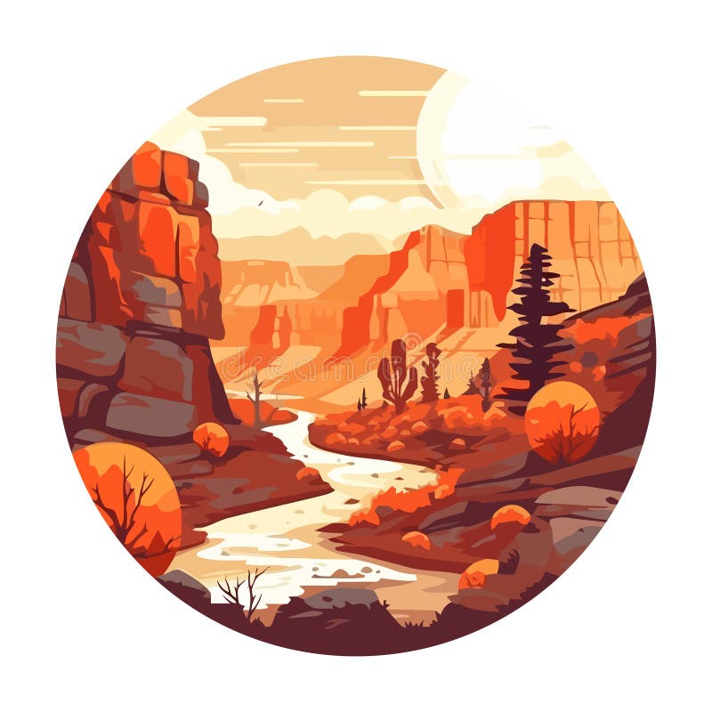 Nature Landscape Valley Water and Trees Stock Vector - Illustration of ...