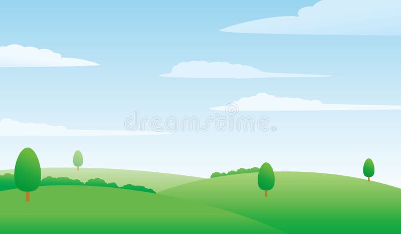 Meadow Vector Illustration with Flower and Sunny Sky Stock Vector ...