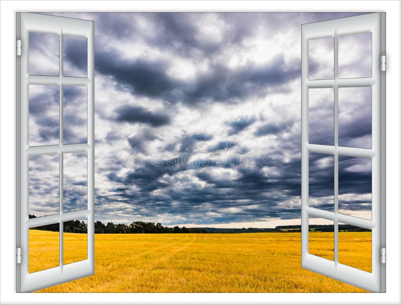 Nature Landscape with a View through a Window Stock Photo - Image of ...