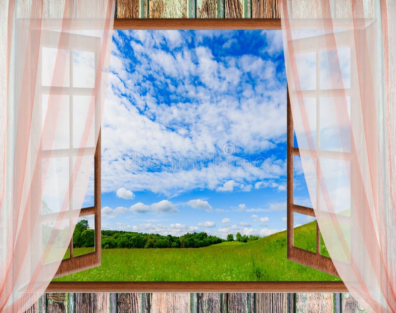 Nature Landscape with View through Window Stock Image - Image of space ...