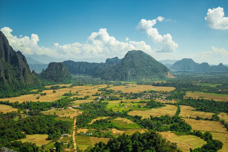 Nature. Laos. Nam Xay Top View Stock Photo - Image of asia, fields ...