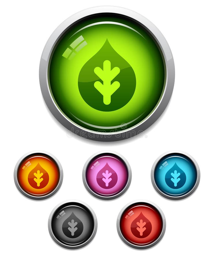 Leaf button icon stock vector. Illustration of circle - 6050317