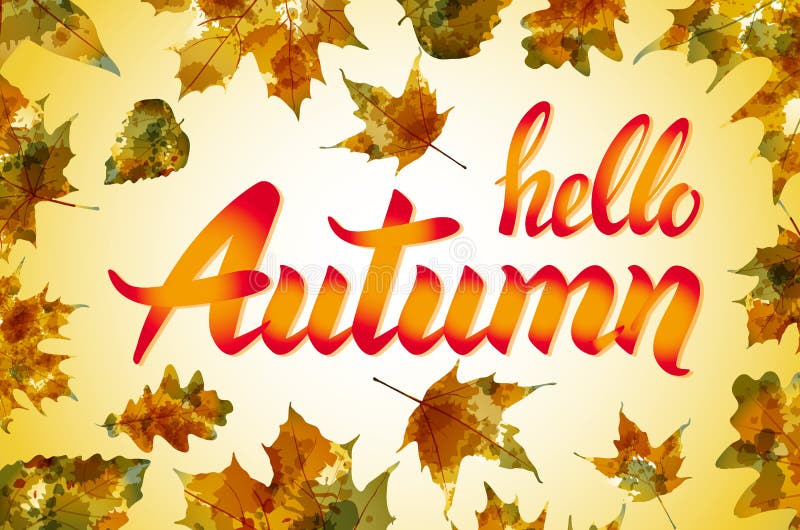 Nature Leaf. Hello, Autumn. Watercolor Orange Texture. Vector. Stock ...