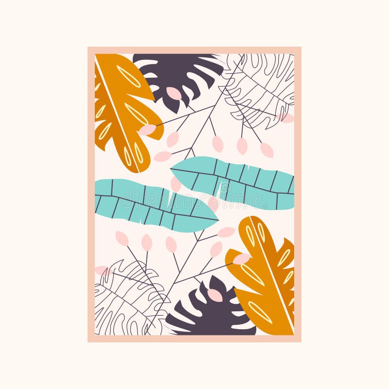 Nature Leaves Topical Background Poster Vector Illustration Design ...