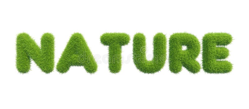 Nature Lettering Made from Fresh Green Grass. 3d Rendering Stock ...