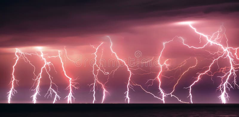 Nature Lightning Bolt at Night Thunderstorm Stock Image - Image of ...
