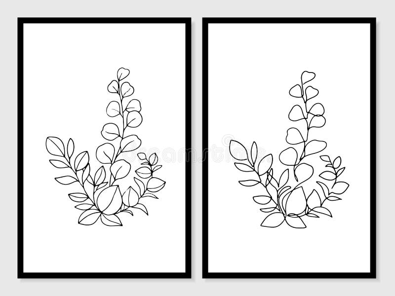 Nature Line Art Hand Drawn. Stock Vector - Illustration of decoration ...