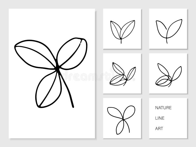 Nature Line Art Hand Drawn. Stock Vector - Illustration of abstract ...