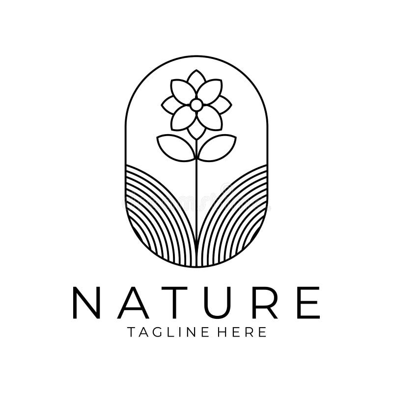 Nature Logo Design. Line Art Logo Vector Illustration Stock Vector ...