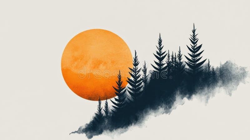 Nature Logo Design, Simple Nature Emblem with Sunrise Above Serene ...