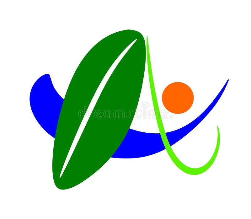 Nature Logo with Leaf, Sun and Water Stock Vector - Illustration of ...