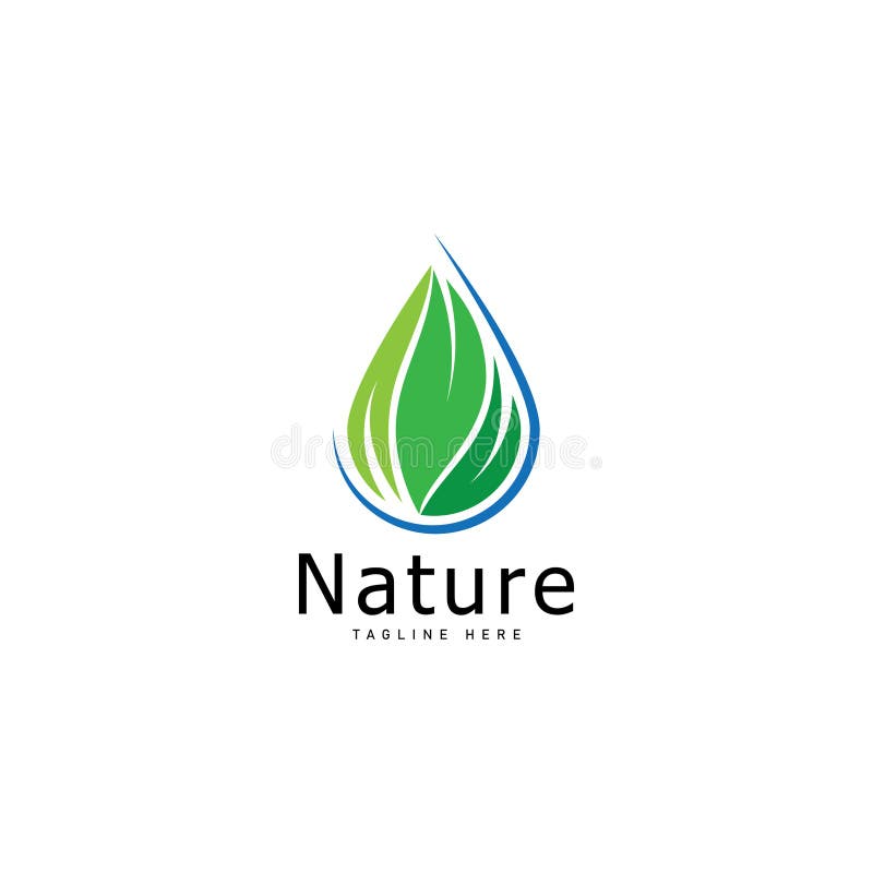 Nature Logo Vector Illustration Leaf Water Drop Logo Template Icon ...