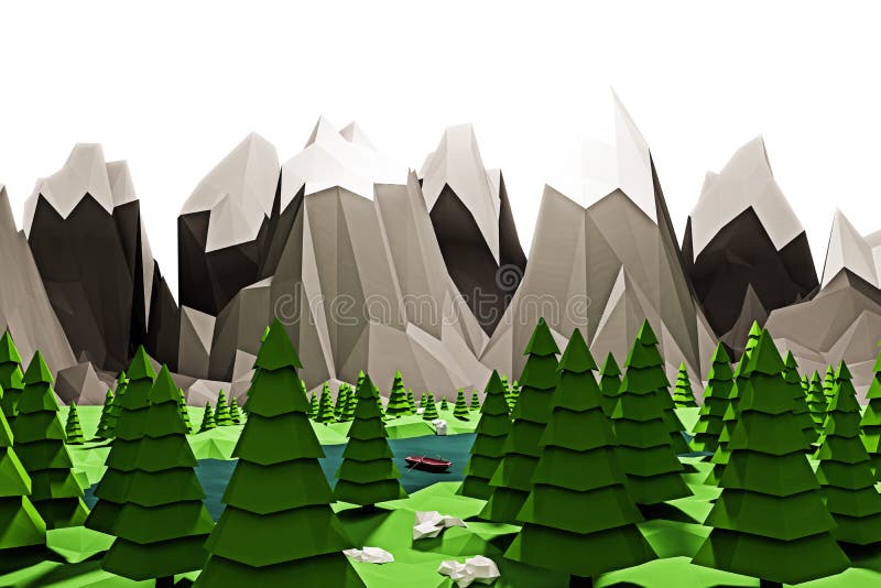 Nature low poly stock illustration. Illustration of mountain - 73362184