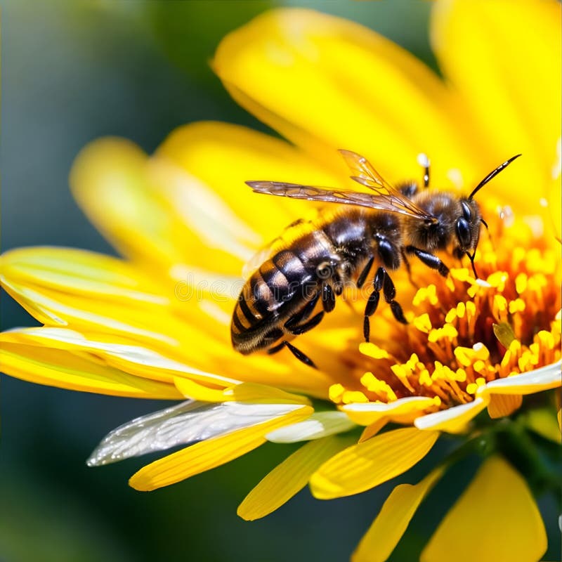 Nature Macro Bee on Flower . Created Using Generative AI Stock ...