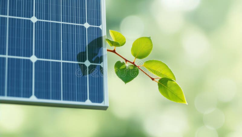 Green Leaves Meet Solar Technology Harmony, Generative Ai Stock ...
