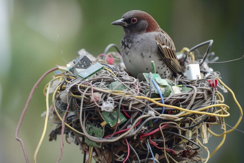 Nature Meets Tech: Bird S E-Waste Nest Stock Photo - Image of ...